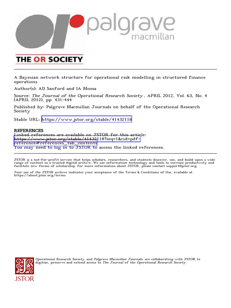 A Bayesian Network Structure For Operational Risk Modelling in Structured Finance Operations ...