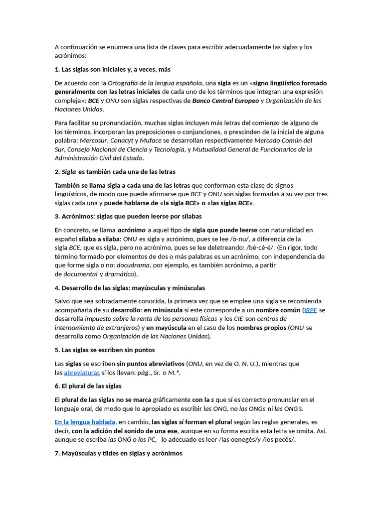 Las Siglas y Acronimos | PDF | Acrónimo | Escritura