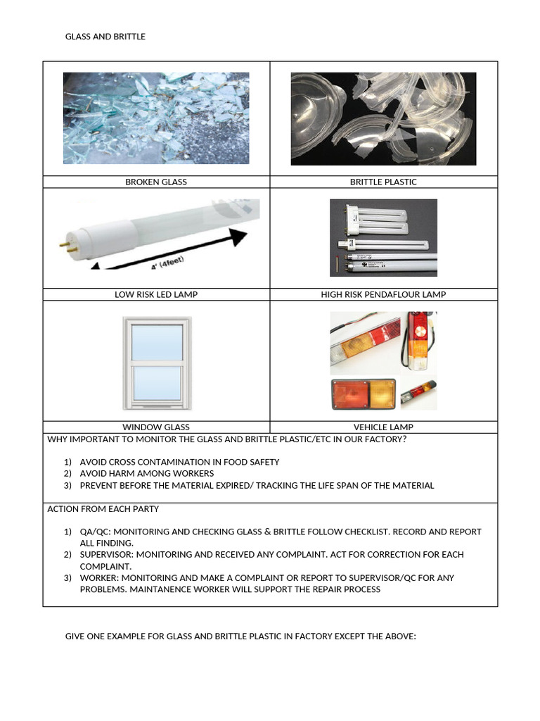Monitoring Glass and Brittle Plastics in Factories | PDF