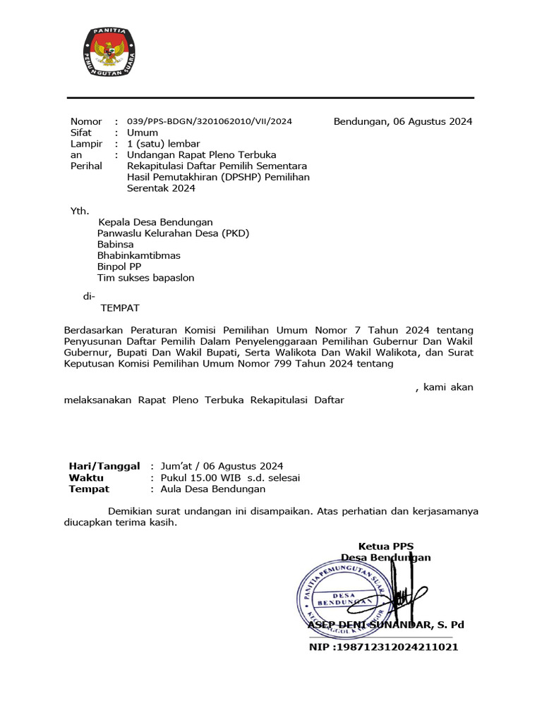 Undangan DPSHP PILKADA 2024 1 | PDF