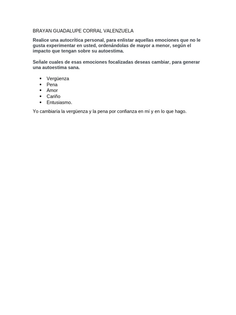 Autocrítica Emocional para Mejorar la Autoestima | PDF