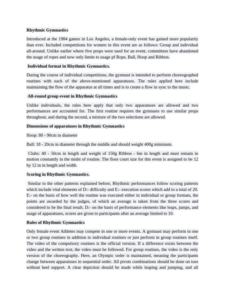 Rhythmic Gymnastics | PDF | Gymnastics | Athletic Sports