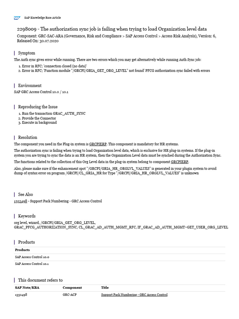 The Authorization Sync Job Is Failing When Trying To Load Organization ...