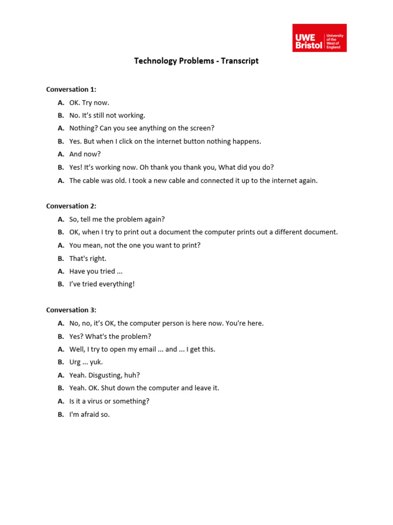 03 Transcript - Technology Problems | PDF