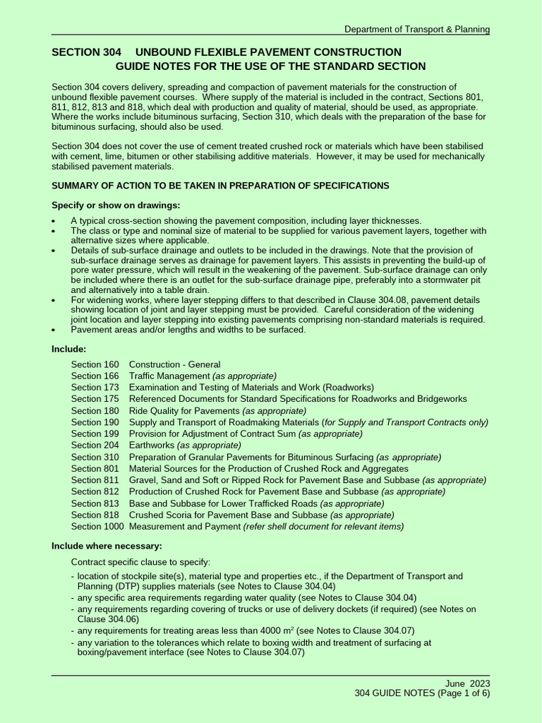 Guide To Section 304 Unbound Flexible Pavement Construction (06 2023 ...