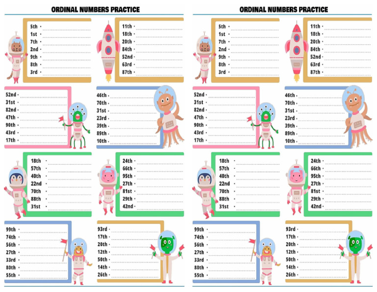 Ordinal Numbers Practice | PDF