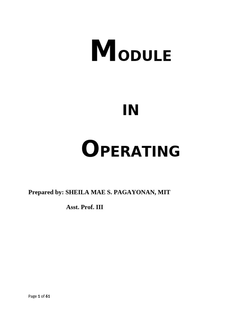 Introduction to Operating Systems Module | PDF | Kernel (Operating System) | Operating System