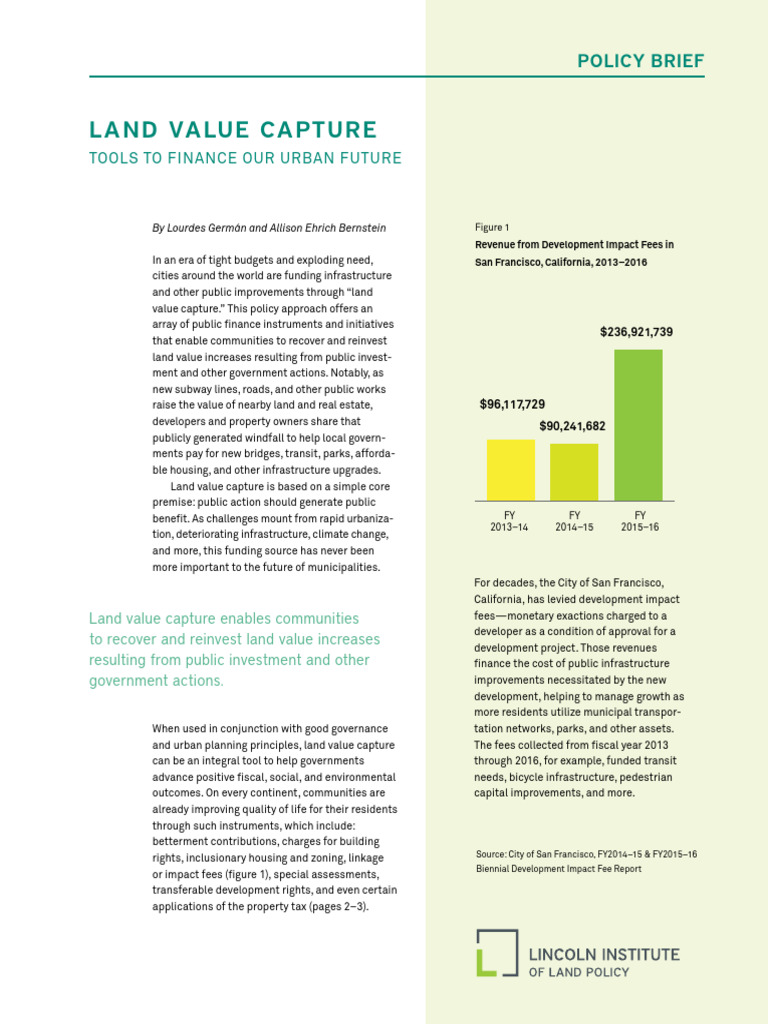 land-value-capture-policy-brief | PDF | Taxes | Property Tax