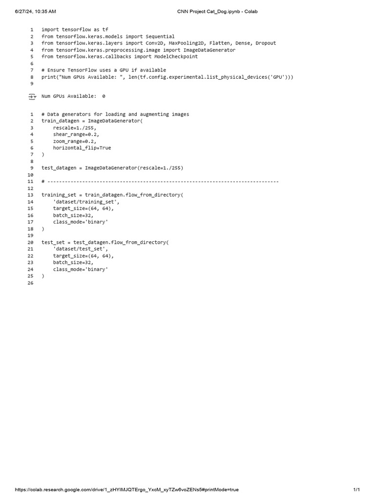 CNN Project Cat - Dog - Ipynb - Colab | PDF