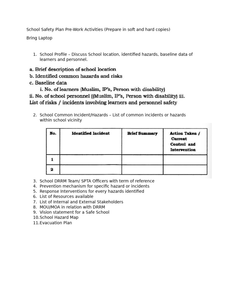 Identifying School Hazards and Safety Plans | PDF