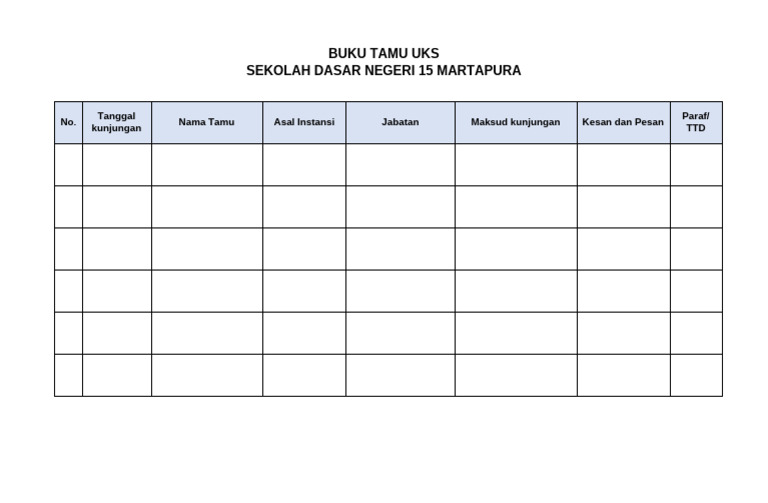 Buku Daftar Pengunjung UKS | PDF