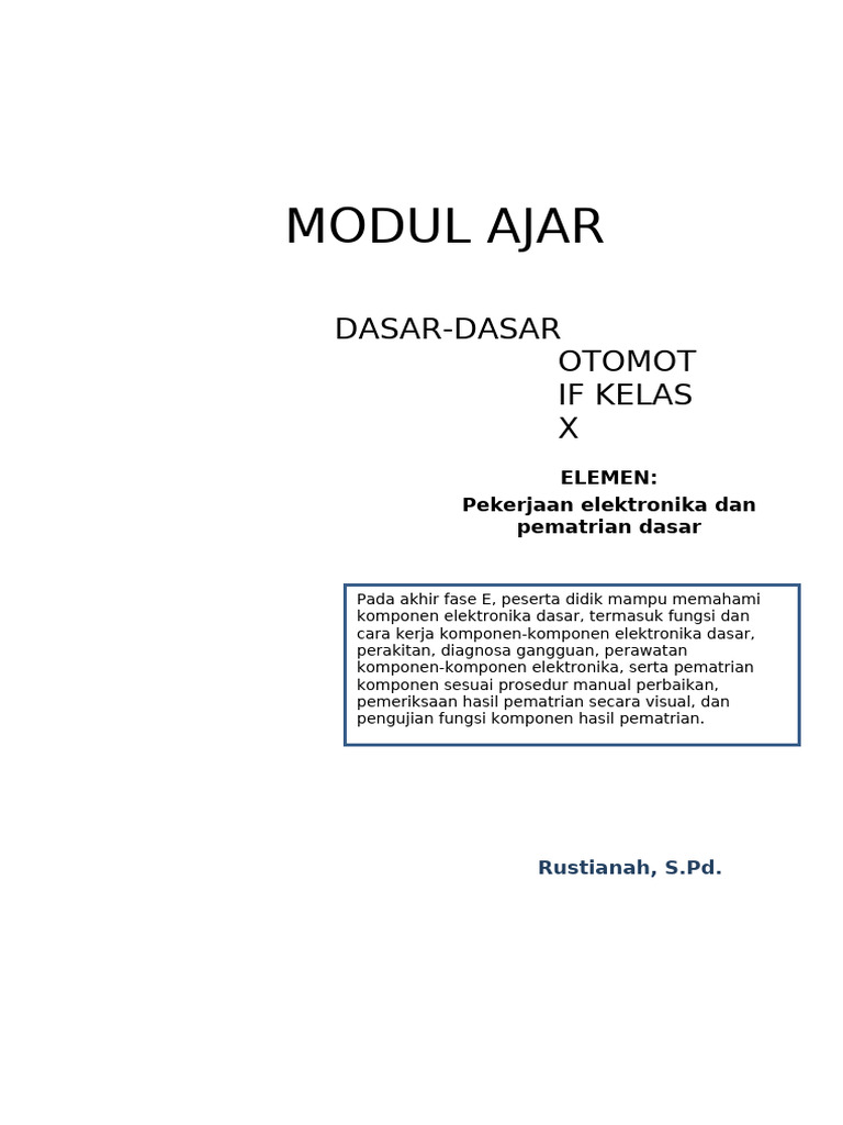MODUL Pekerjaan Elektronika Dan Pematrian Dasar | PDF