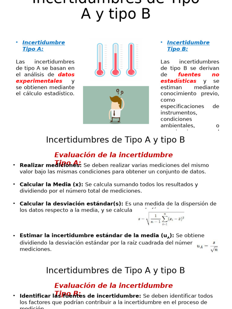 Evaluacion de Incertidumbre Tipo A y B | PDF