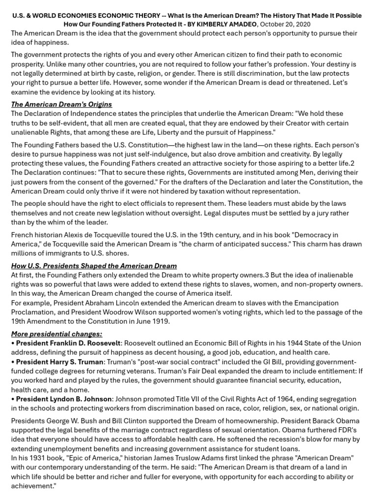 American_Dream-History | PDF | American Dream | The United States