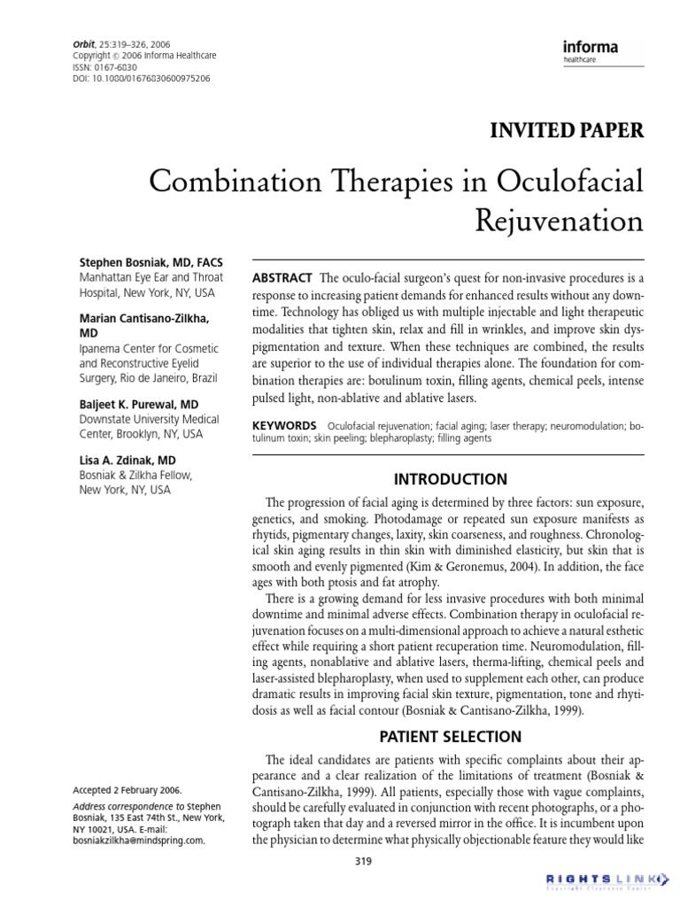 Combination Therapies in Oculofacial | PDF | Botulinum Toxin | Wrinkle