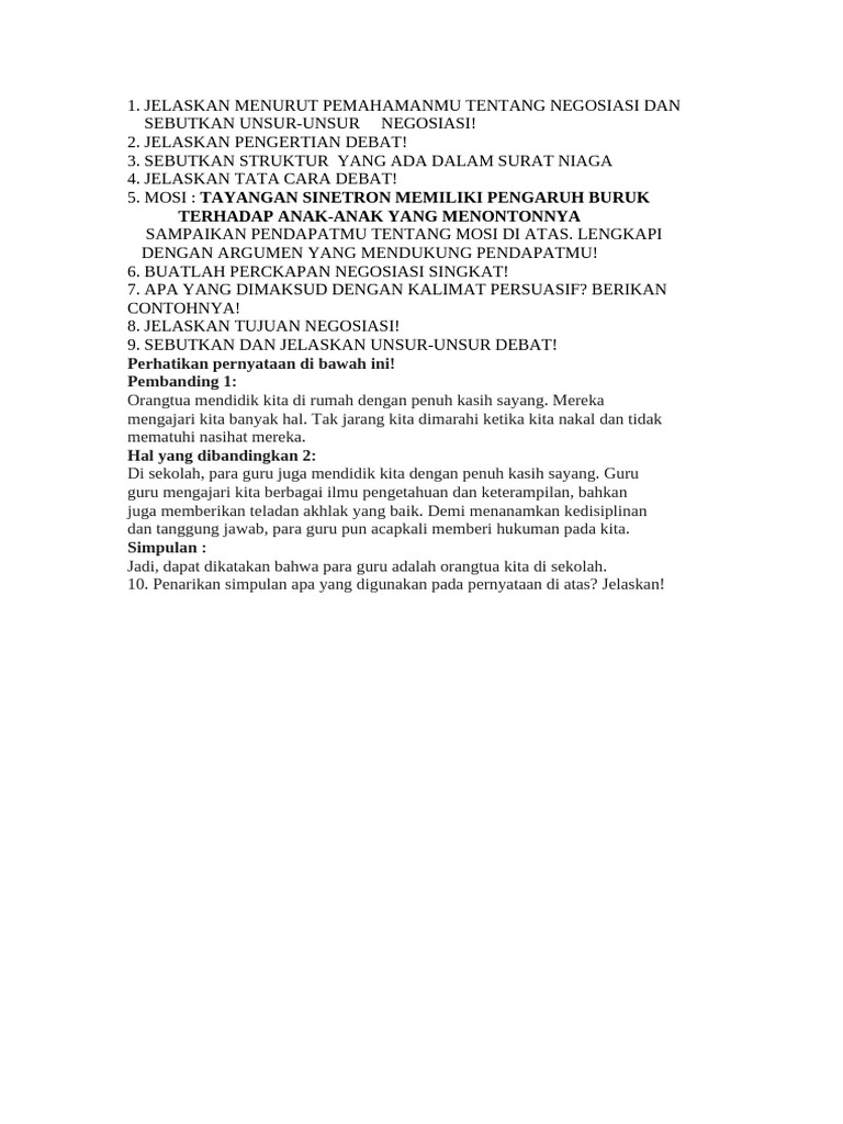 PTS Bahasa Indonesia KLS X | PDF