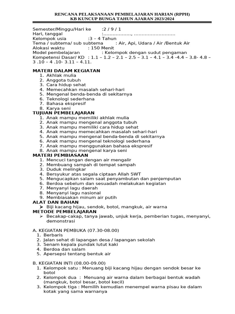 RPPH KB-B SMT2 Minggu_09 - Air | PDF