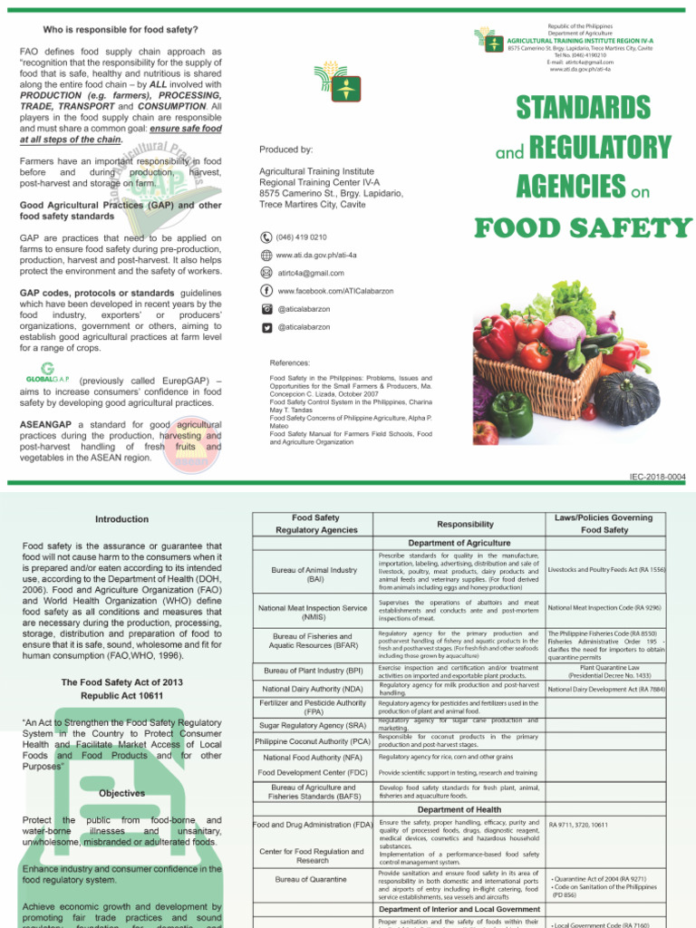 Standards and Regulatory Agencies On Food Safety | PDF