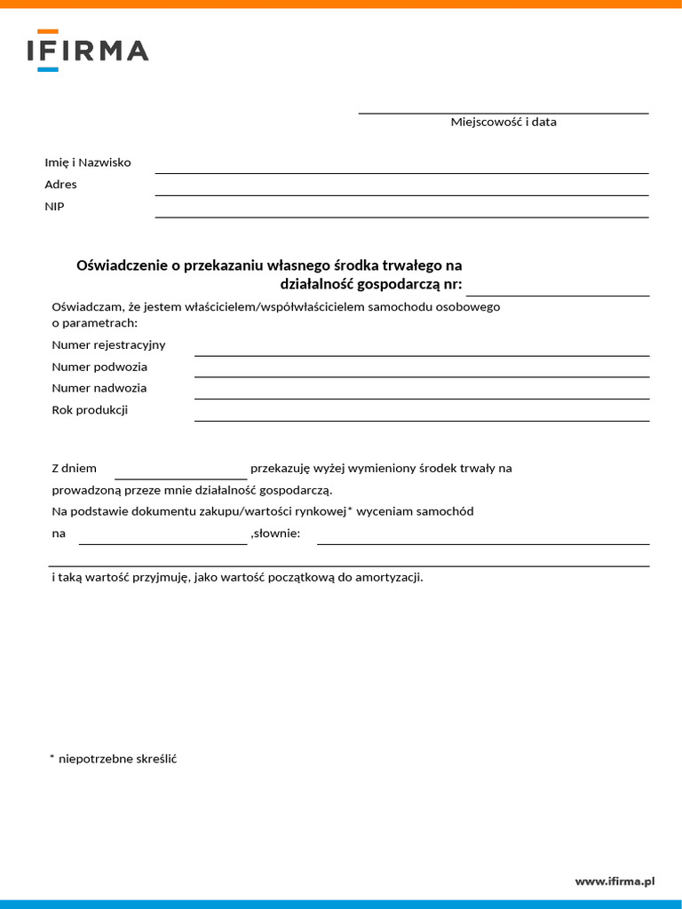 Oswiadczenie Przekazanie Pojazdu | PDF