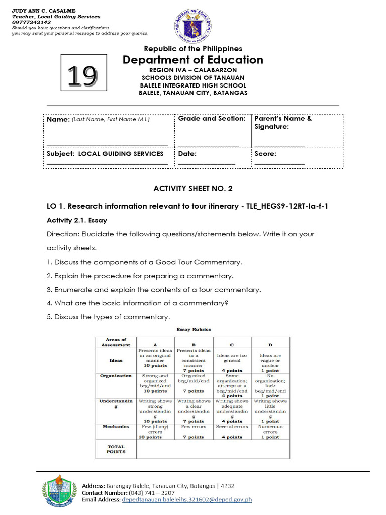 ACTIVITY-SHEETS-FOR-M2-LOCAL-GUIDING-SERVICES | PDF