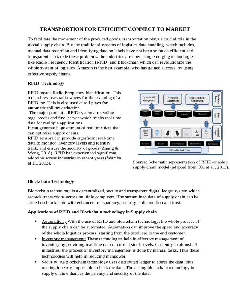 Transportion For Efficient Connect To Market | PDF | Radio Frequency Identification | Supply Chain