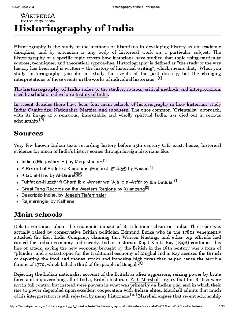 Indian Historiography: Key Schools Explained | PDF | Liberal Arts Education