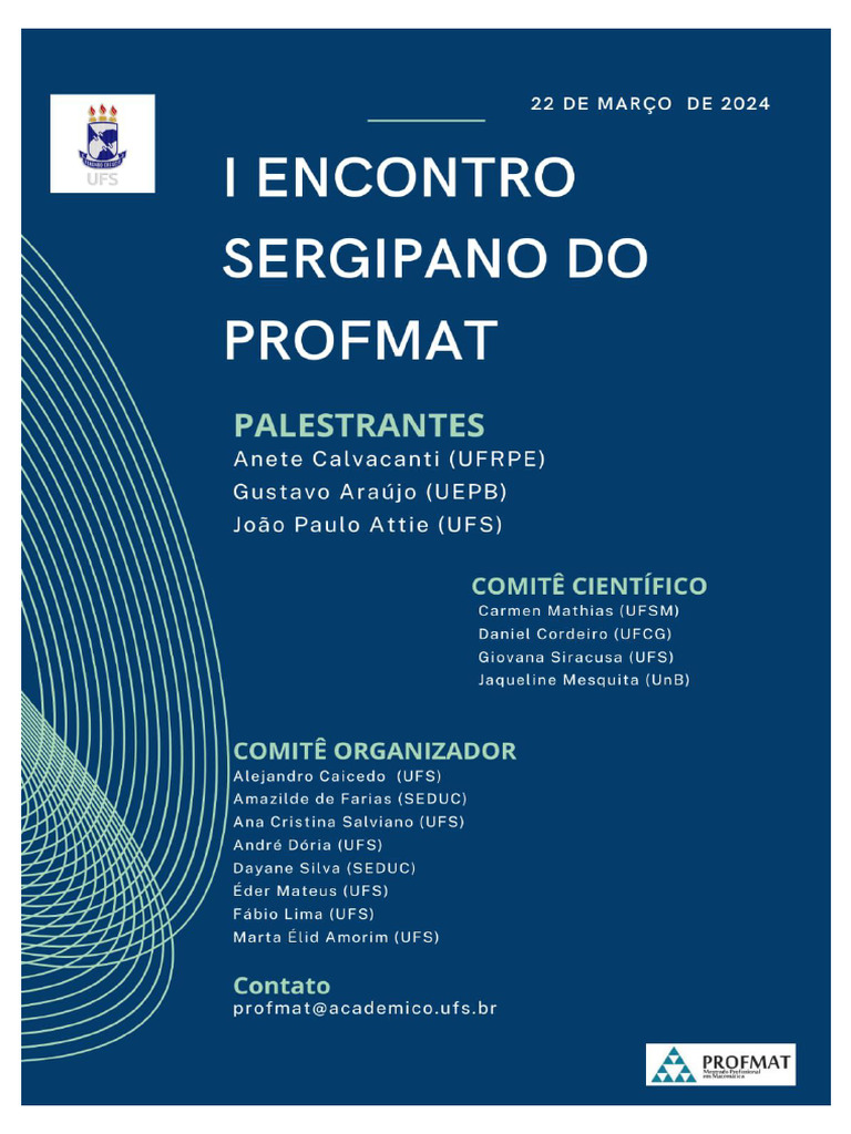 Cartaz PROFMAT - PROGRAMA DE MESTRADO PROFISSIONAL EM MATEMATICA | PDF