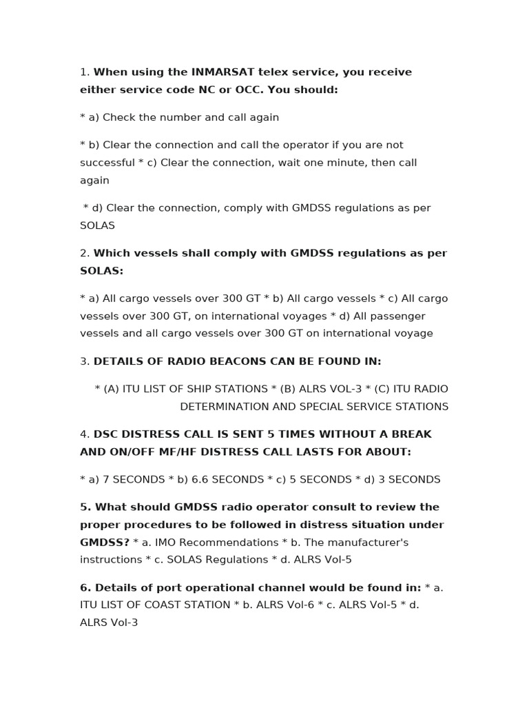 GMDSS MCQ Sets 9 10 11 12 | PDF | Information And Communications Technology | Radio