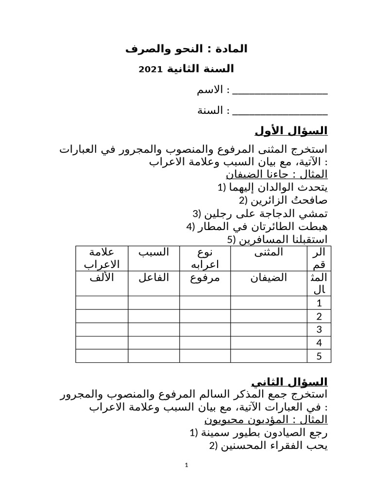 Ujian Nahu Sorof T2 | PDF