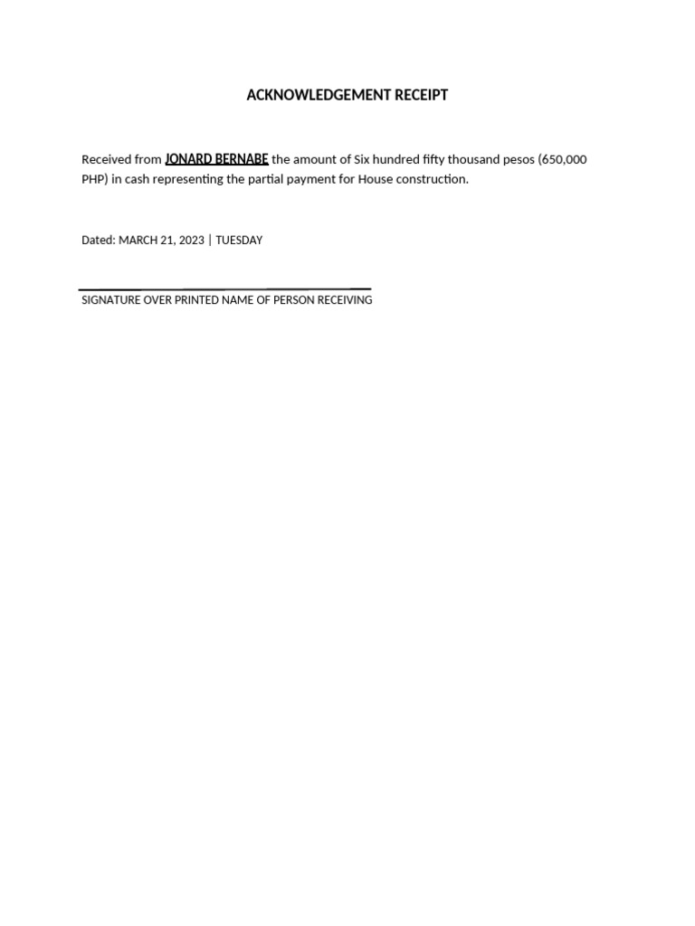 Receipt for House Payment | PDF