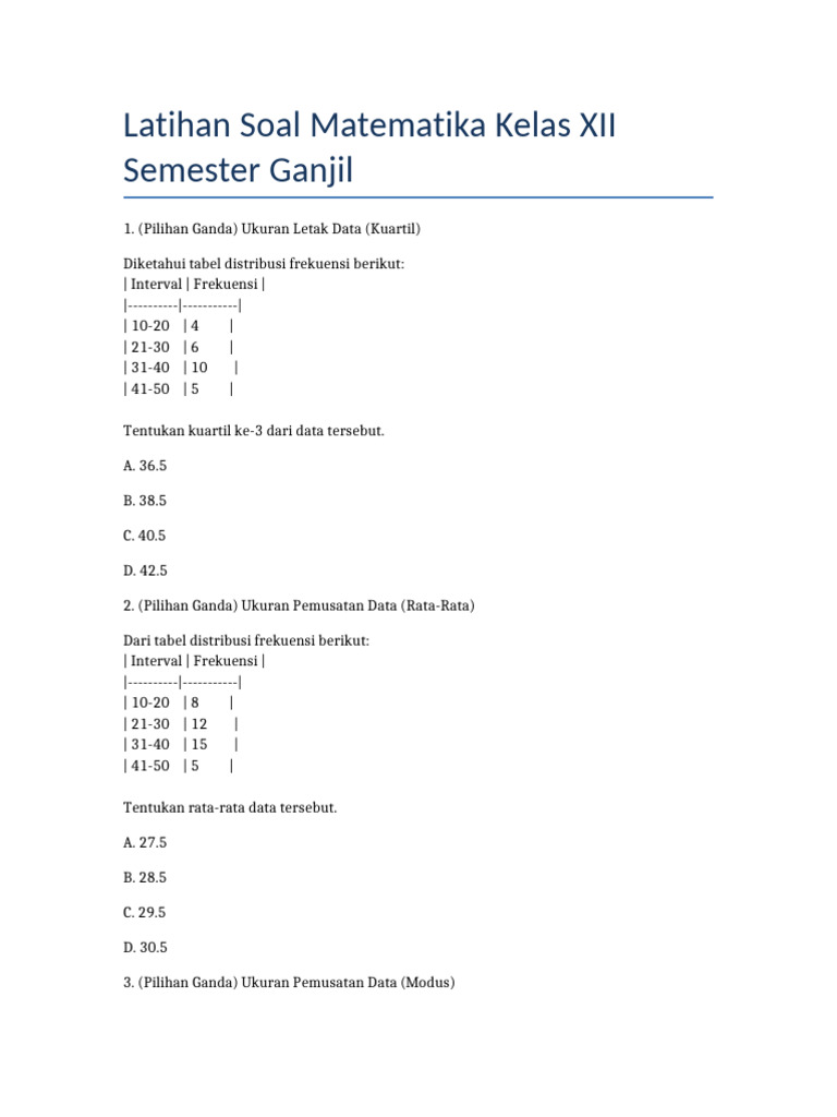 Soal Matematika Kelas XII | PDF