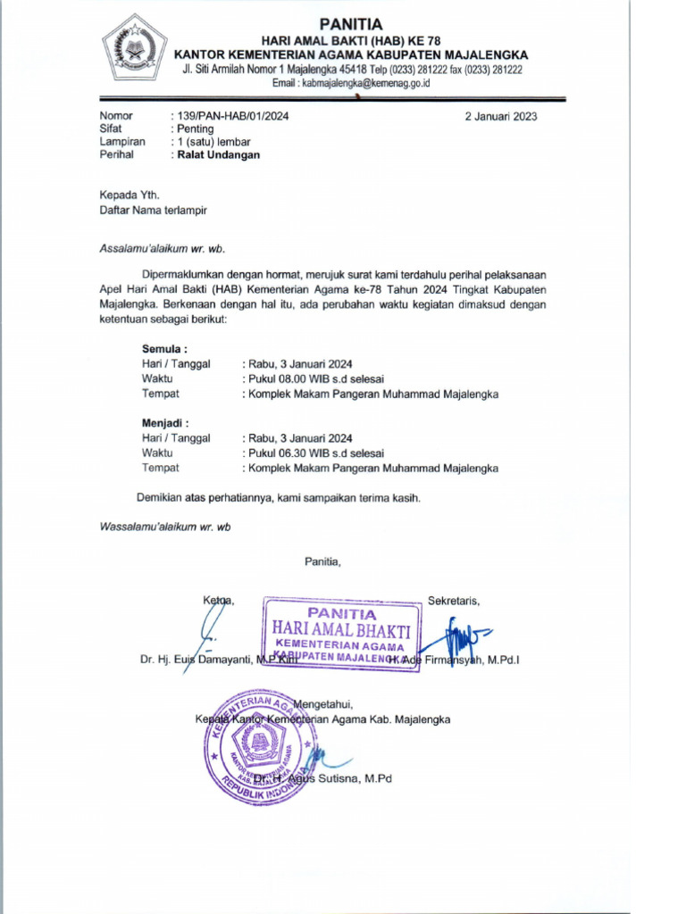 Ralat Undangan Apel HAB | PDF