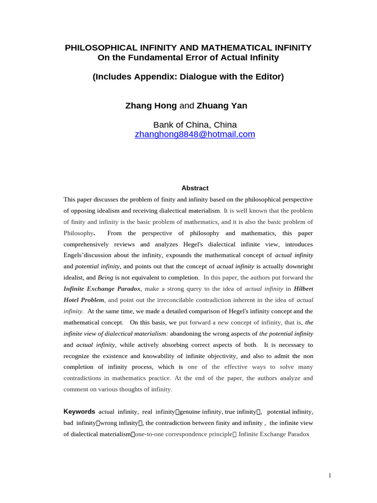 Zhang Hong and Zhuang Yan Philosophical Infinity and Mathematical ... Zhang Hong and Zhuang Yan Philosophical Infinity and Mathematical ...