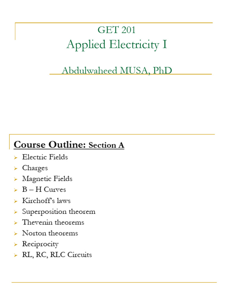 Applied Electricity Basics | PDF | Electric Field | Electrical ...