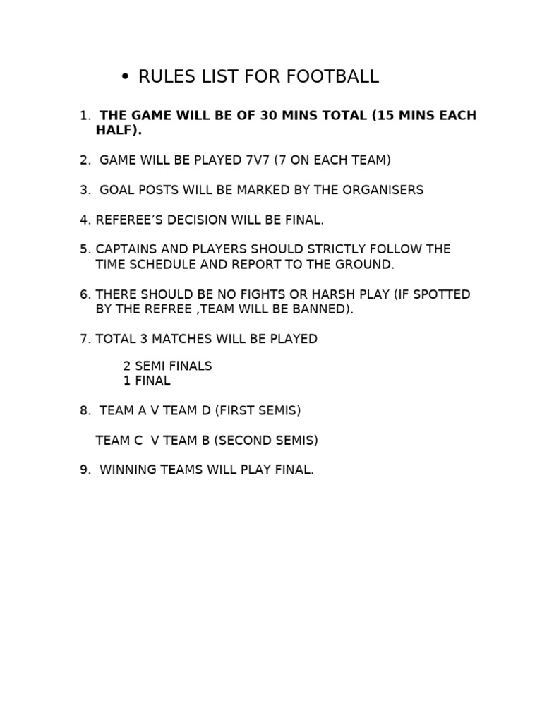 7v7 Football Match Rules | PDF