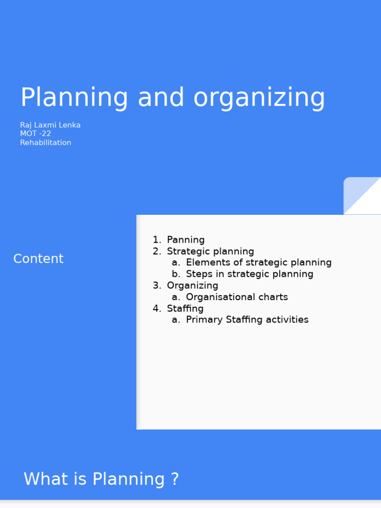 Strategic Planning and Organizing Guide | PDF | Strategic Planning ...