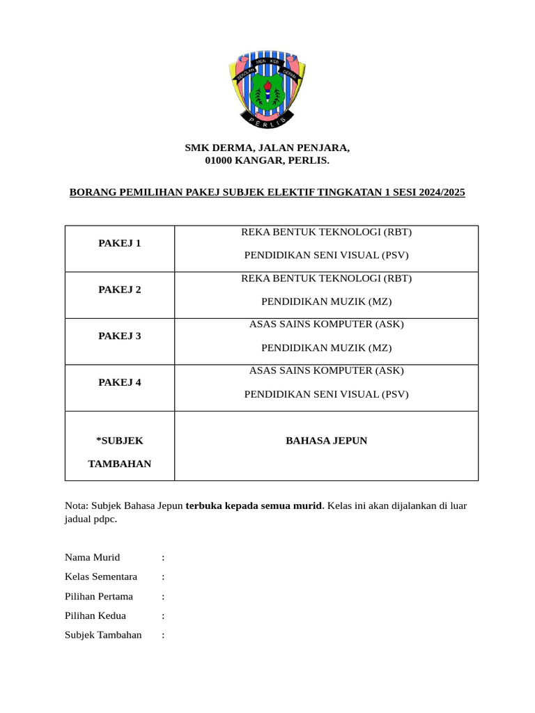 BORANG PAKEJ 2024 | PDF