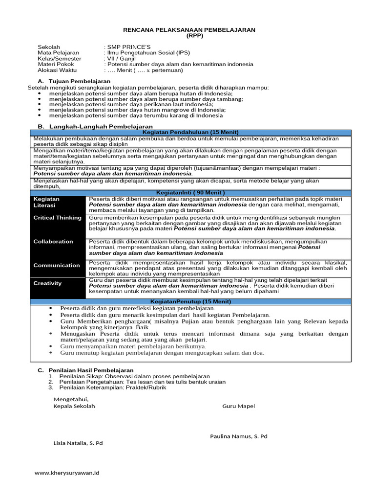 RPP IPS: Potensi Sumber Daya Alam Indonesia | PDF