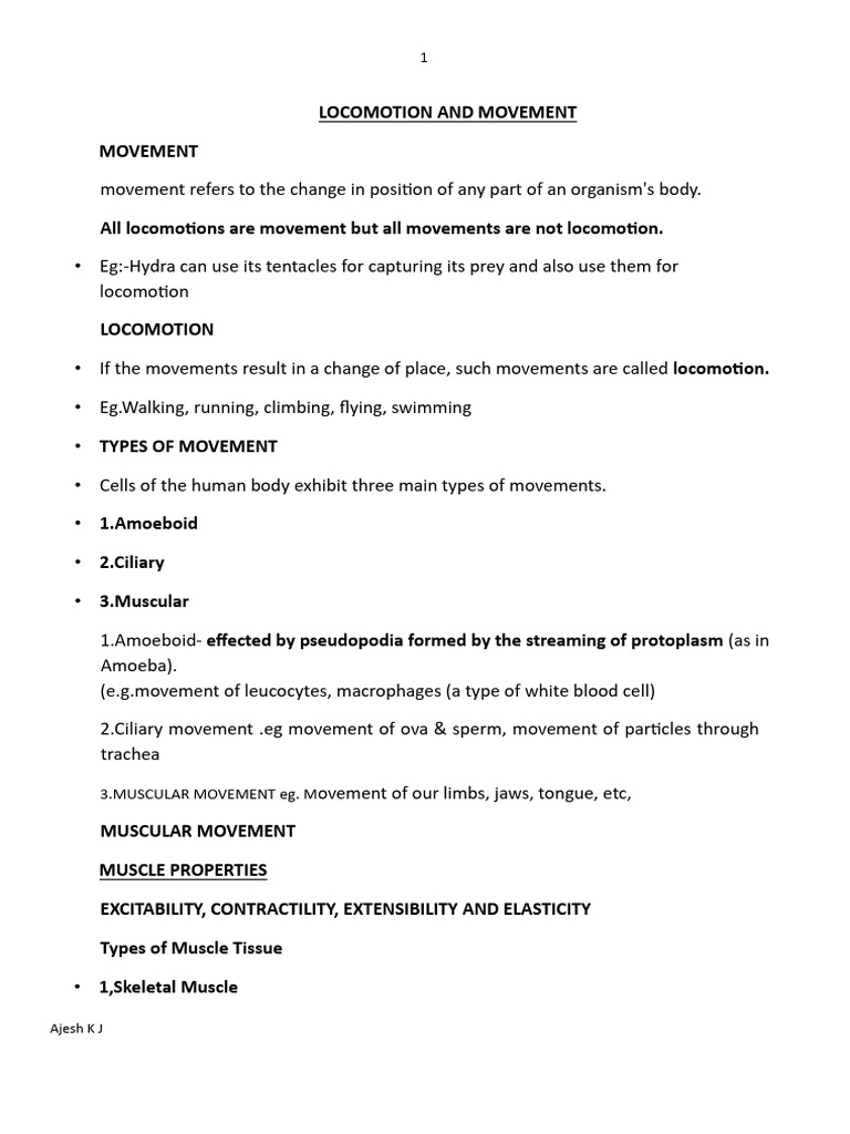 LOCOMOTION AND MOVEMENT Plus One | PDF | Muscle Contraction | Muscle
