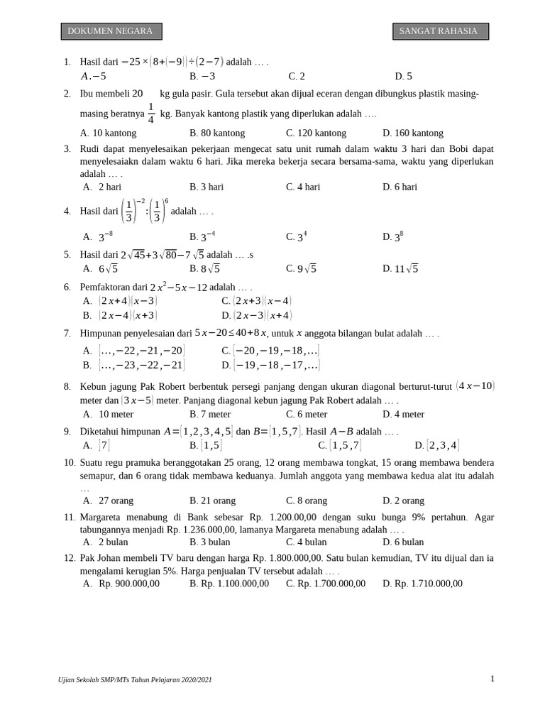 Soal Matematika | PDF