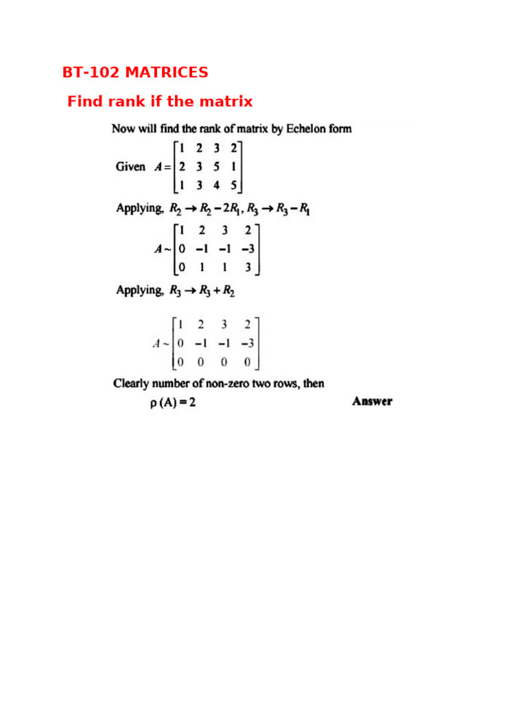 Imporatant Question With Solution From Matrix | PDF