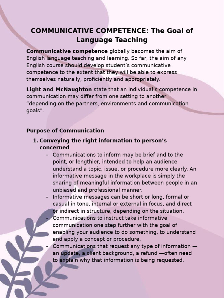 Communicative Competence Group 4 | PDF | Linguistics | Communication
