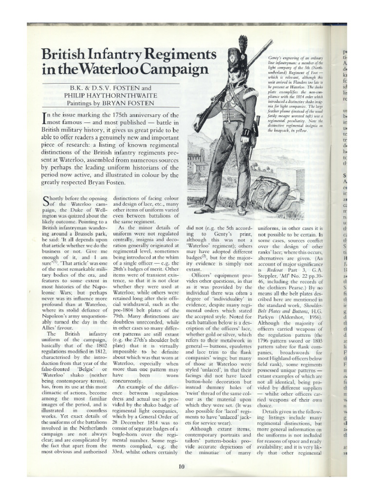 British Infantry Regiments at Waterloo-M.I.-2 | PDF