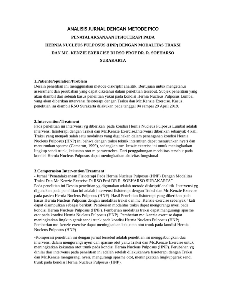 Analisis Jurnal Dengan Metode Pico (HNP) | PDF