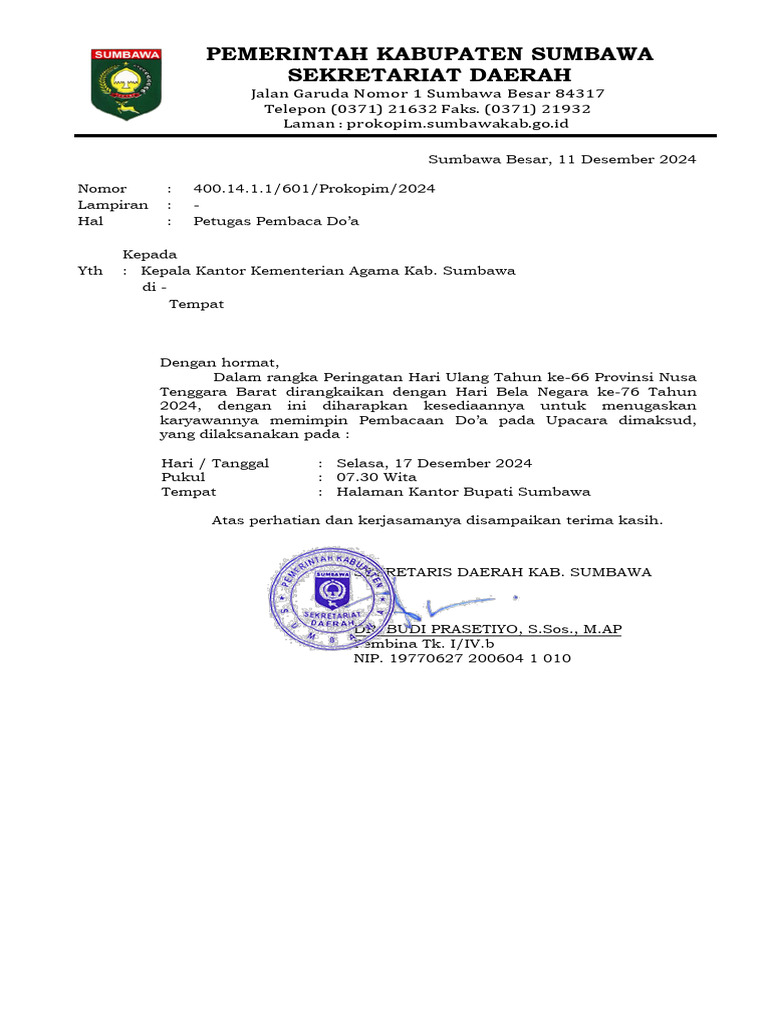 Undangan Pembacaan Do'a | PDF