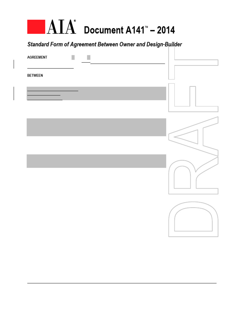 06 AIA A141 Standard Form of Agreement Between Owner Design Builder | PDF | Copyright | Architect