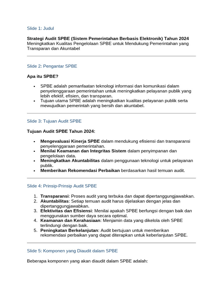 Materi Strategis Audit SPBE | PDF