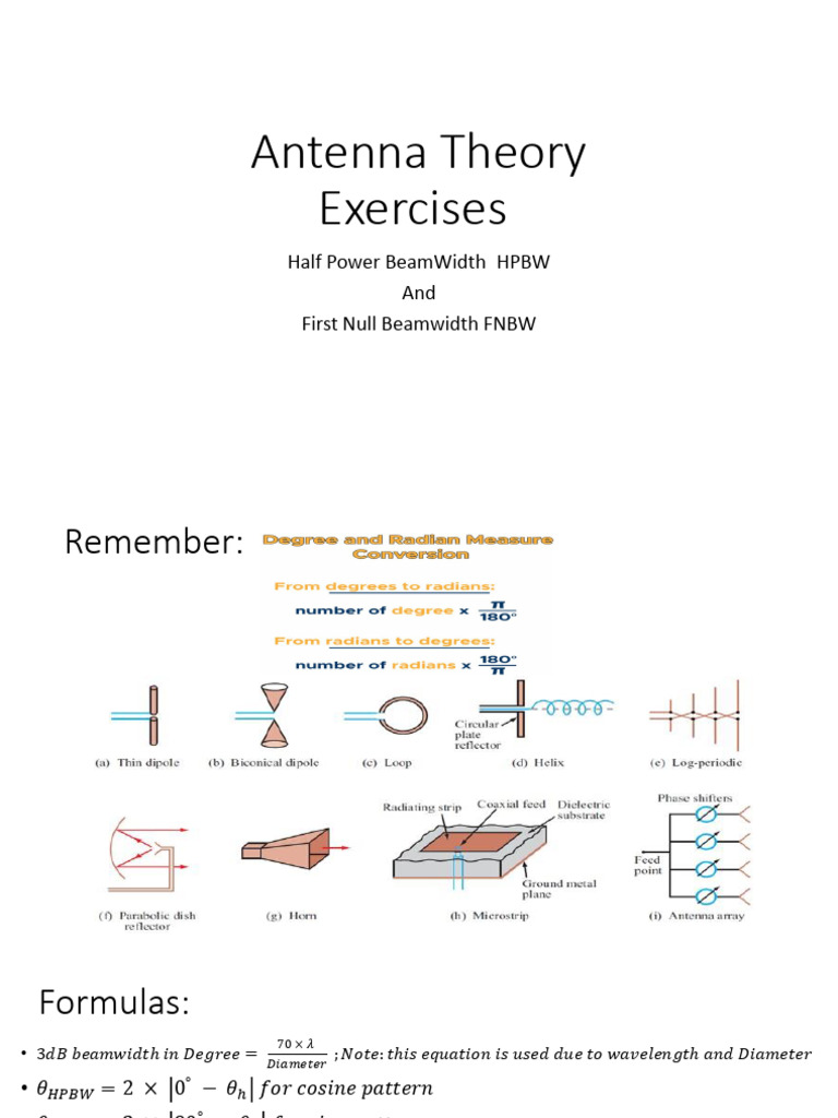 Antenna Beamwidth Formulas and Calculations | PDF | Antenna (Radio ...