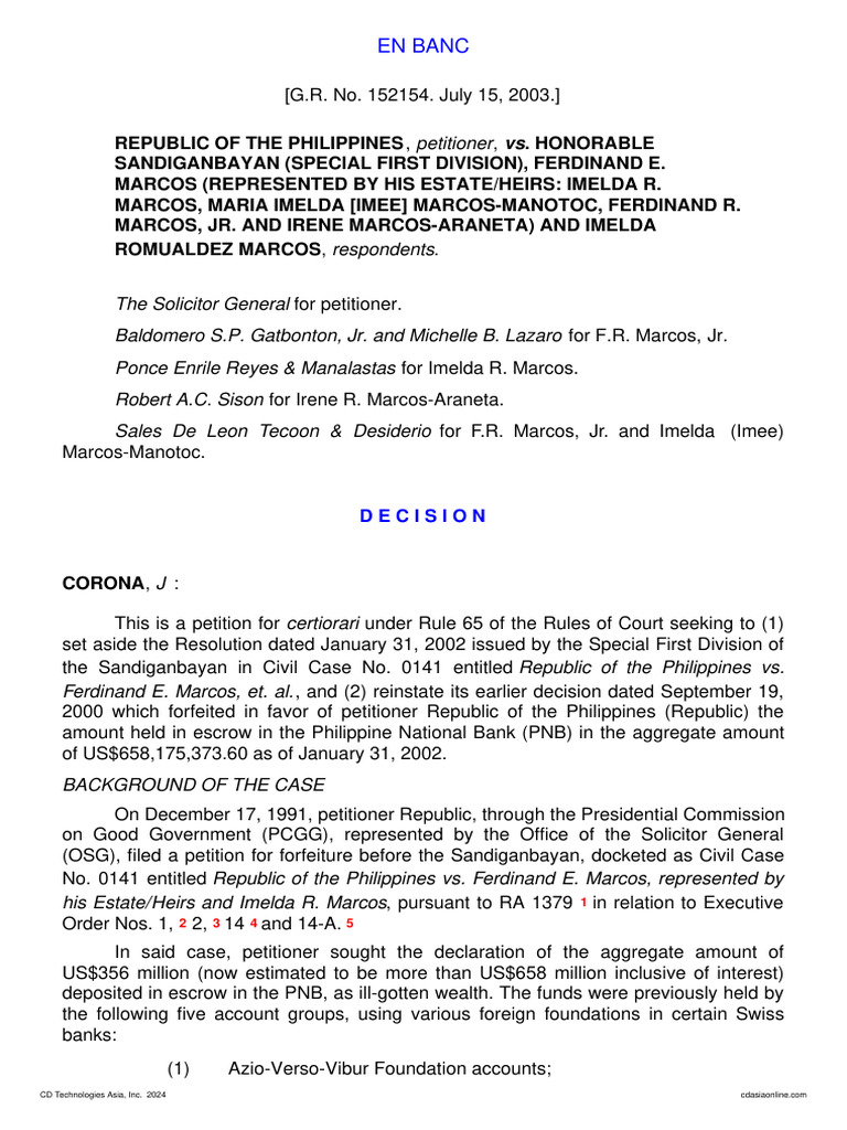 223.1 Republic-v.-Sandiganbayan | PDF | Summary Judgment | Judgment (Law)