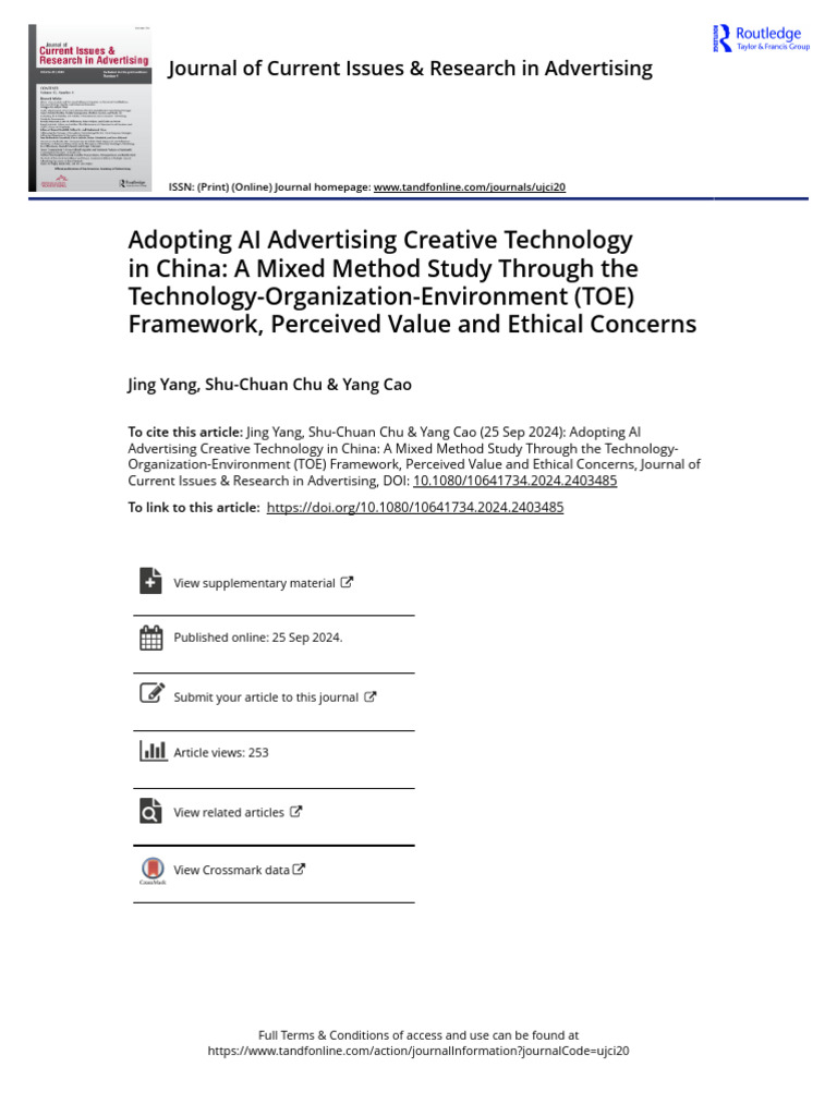 Adopting AI Advertising Creative Technology in China A Mixed Method ... Adopting AI Advertising Creative Technology in China A Mixed Method ...